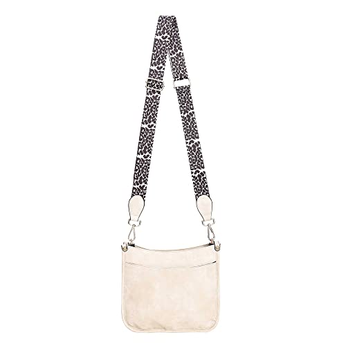 HAIBOLAN Women's Leopard Adjustable Guitar Strap Crossbody Leather Purse Shoulder Bag Bucket Cross-body Purse (A-Beige)