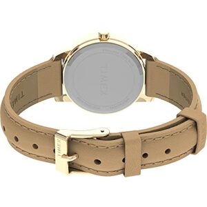 Timex Women's Easy Reader 30mm Watch – Gold-Tone Case Cream Dial with Tan & Blue Leather Strap