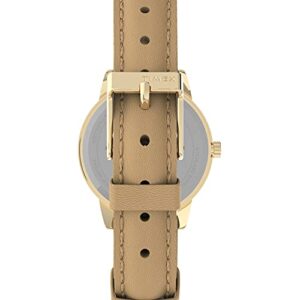 Timex Women's Easy Reader 30mm Watch – Gold-Tone Case Cream Dial with Tan & Blue Leather Strap