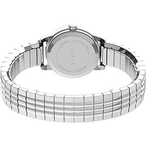 Timex Women's Easy Reader 25mm Perfect Fit Watch – Silver-Tone Case White Dial with Silver-Tone Expansion Band