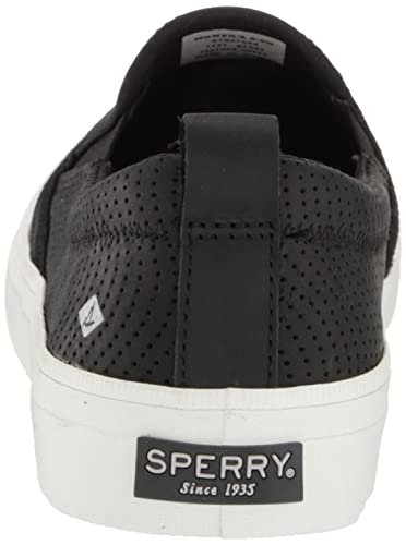 Sperry Women's Crest Twin Gore Boat Shoe, Black PERF, 8.5