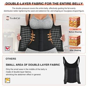 FeelinGirl Waist Trainer for Women Corset Vest Body Shaper Cincher Trimmer Tank Top Sport Girdle with Steel Bones Black