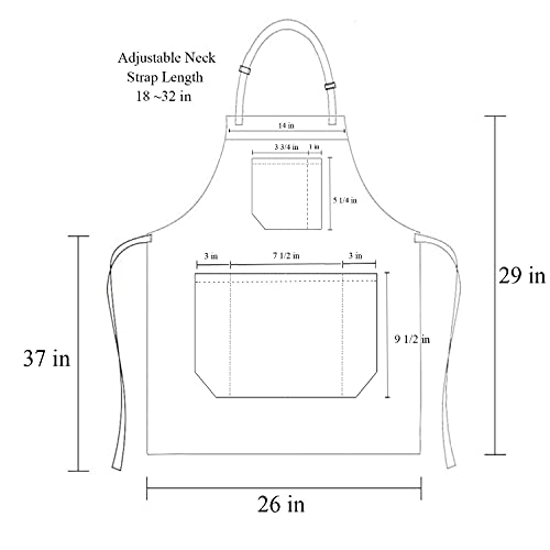 DCCPAA 100% Cotton Professional Chef Apron for men and women,Adjustable Bib with Roomy Pockets for Cooking Kitchen BBQ Grill Barber and Drawing(White)