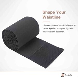 FeelinGirl Waist Trainer for Women Sauna Belt Tummy Wrap Plus Size (One Size, Black)