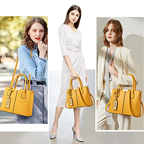 CHICAROUSAL Purses and Handbags for Women Leather Crossbody Bags Women's Tote Shoulder Bag (Yellow)