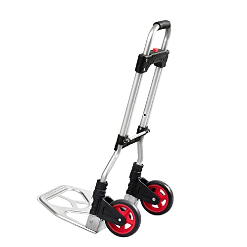 Dolly Cart with Ropes,Steel Folding Hand Truck 180lb Capacity with Telescoping Handle and 2 Rubber Wheels