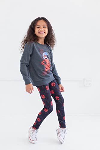 Miraculous Ladybug Big Girls Pullover Sweatshirt and Leggings Outfit Set Grey/Black 14-16