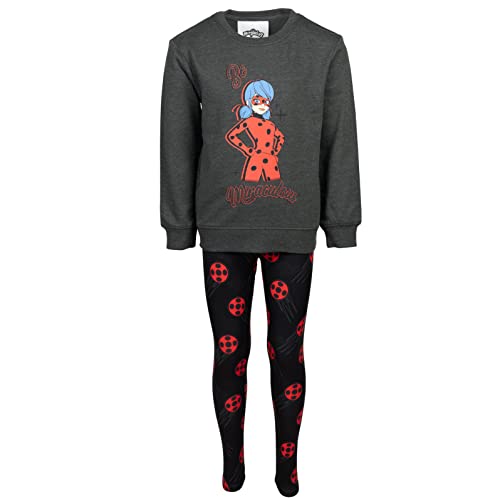 Miraculous Ladybug Big Girls Pullover Sweatshirt and Leggings Outfit Set Grey/Black 14-16