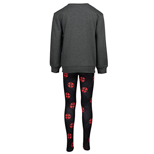 Miraculous Ladybug Big Girls Pullover Sweatshirt and Leggings Outfit Set Grey/Black 14-16