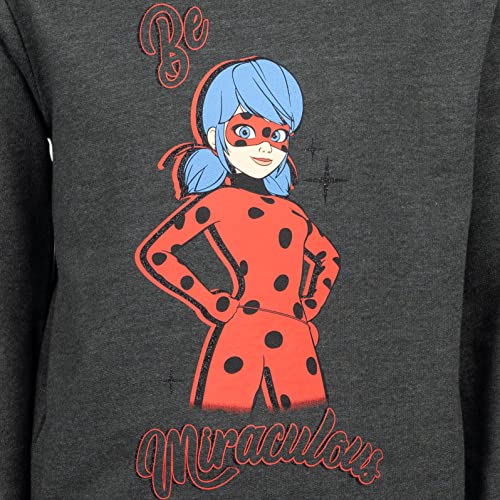 Miraculous Ladybug Big Girls Pullover Sweatshirt and Leggings Outfit Set Grey/Black 14-16