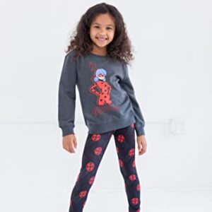 Miraculous Ladybug Big Girls Pullover Sweatshirt and Leggings Outfit Set Grey/Black 14-16