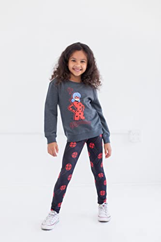 Miraculous Ladybug Big Girls Pullover Sweatshirt and Leggings Outfit Set Grey/Black 14-16