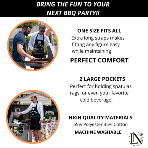 LIKENORTH funny aprons for men Hilarious mens apron for cooking kings chef apron for men,Perfect for bbq & grill shenanigans (Smokin Hot)