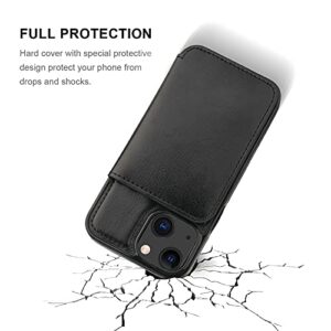 KIHUWEY Compatible with iPhone 13 Wallet Case Credit Card Holder, Premium Leather Kickstand Durable Shockproof Protective Cover for iPhone 13 6.1 inch(Black)