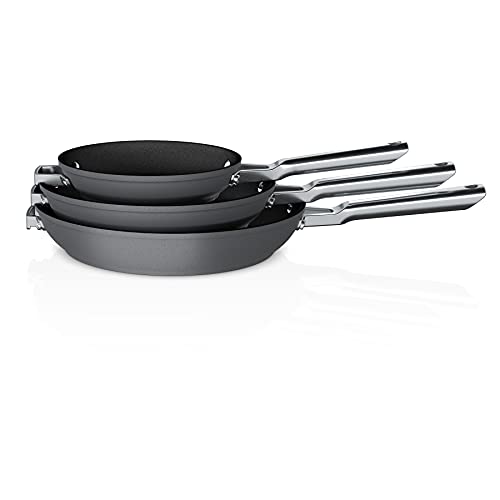 Ninja C53000 Foodi NeverStick Premium 3-Piece Fry Pan Set, Anti-Scratch Nesting Cookware, Hard-Anodized, Nonstick, Durable & Oven Safe to 500°F, Slate Grey