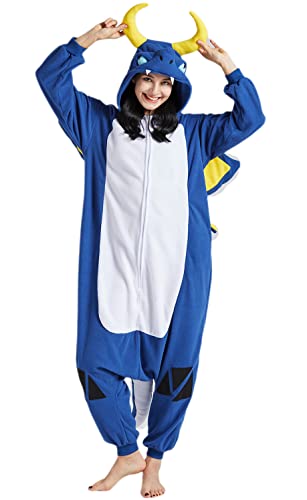 SAMGU Dragon Onesie Adult Halloween Christmas Animal Cosplay Costume One Piece Pajamas for Men Women Medium