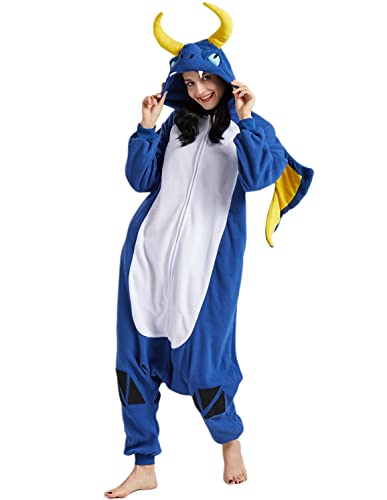 SAMGU Dragon Onesie Adult Halloween Christmas Animal Cosplay Costume One Piece Pajamas for Men Women Medium