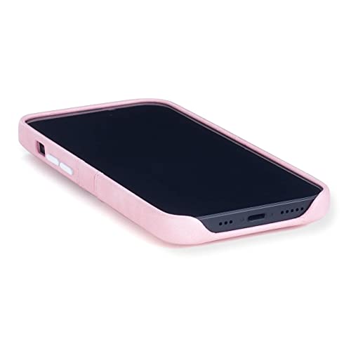 Dockem Wallet Case for iPhone 13 with Built-in Metal Plate for Magnetic Mounting & 2 Credit Card Holder Pockets: Exec M2, Premium Synthetic Leather (6.1" iPhone 13, Pink)