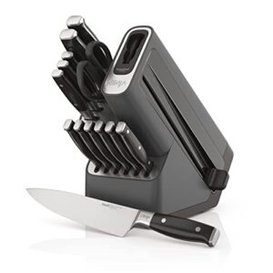 ninja k32014 foodi neverdull premium knife system, 14 piece knife block set with built-in sharpener, german stainless steel knives, black