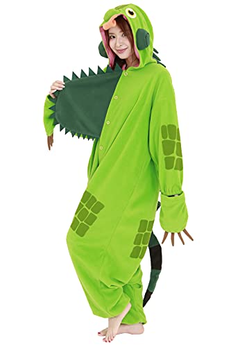 SAZAC Green Iguana Kigurumi - Onesie Jumpsuit Halloween Costume