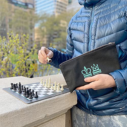 Madeful Travel Chess Set 10x10 Inch Magnet Chess Board with Staunton Pieces and Canvas Travel Bag - Strategy Board Game - Magnetic Chess Set