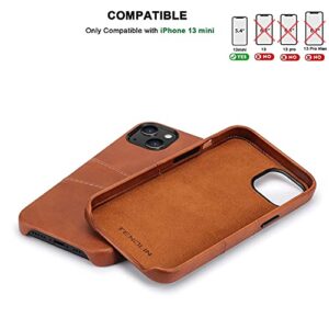 TENDLIN Compatible with iPhone 13 Mini Case Wallet Design Premium Leather Case with 2 Card Holder Slots Compatible for iPhone 13 Mini 5.4-inch Released in 2021 (Brown)