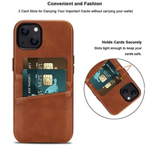 TENDLIN Compatible with iPhone 13 Mini Case Wallet Design Premium Leather Case with 2 Card Holder Slots Compatible for iPhone 13 Mini 5.4-inch Released in 2021 (Brown)