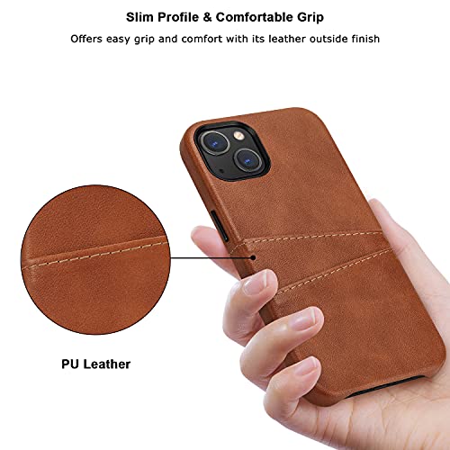 TENDLIN Compatible with iPhone 13 Mini Case Wallet Design Premium Leather Case with 2 Card Holder Slots Compatible for iPhone 13 Mini 5.4-inch Released in 2021 (Brown)