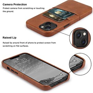 TENDLIN Compatible with iPhone 13 Mini Case Wallet Design Premium Leather Case with 2 Card Holder Slots Compatible for iPhone 13 Mini 5.4-inch Released in 2021 (Brown)