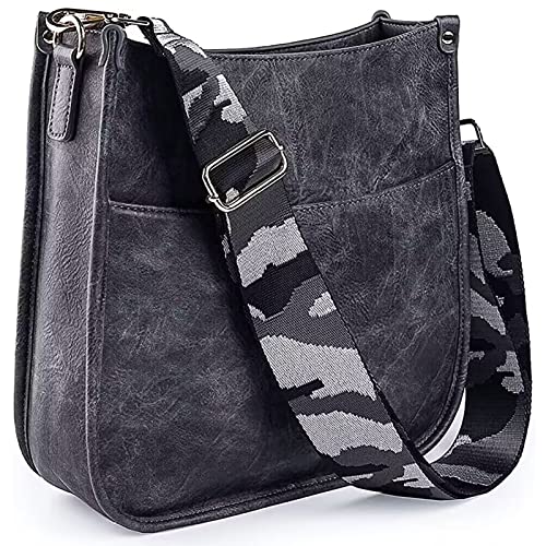 Viva Terry Vegan Leather Crossbody Fashion Shoulder Bag Purse with Adjustable Strap (Gray)