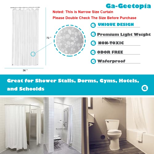 Ga-Geetopia Narrow Size EVA Clear Shower Curtain Liner, Pebble Pattern 36x72 Inch Lightweight Plastic Bathroom Shower Showroom Inner Curtain with Rustproof Metal Grommets and Weighted Magnets