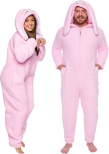 funziez! slim fit sherpa adult onesie - animal halloween costume - plush one piece cosplay suit for women and men