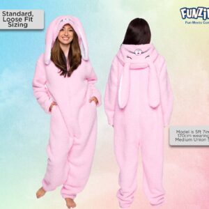 Funziez! Slim Fit Sherpa Adult Onesie - Animal Halloween Costume - Plush One Piece Cosplay Suit for Women and Men