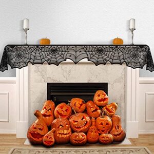 Halloween Table Runner, Black Lace Spider Web Table Runners for Halloween Table Decor, Creepy Table Cloth for Halloween Party Dinner Table Decoration 13 x 72Inch