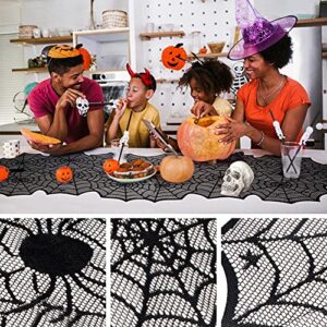 Halloween Table Runner, Black Lace Spider Web Table Runners for Halloween Table Decor, Creepy Table Cloth for Halloween Party Dinner Table Decoration 13 x 72Inch