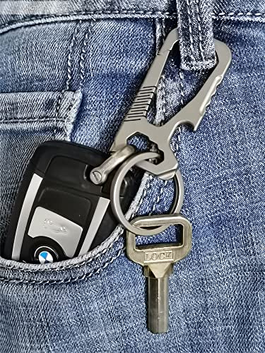 Mikacin Titanium Key Chain, Keychain with Bottle Opener, Carabiner Car Key Chains for Men and Women