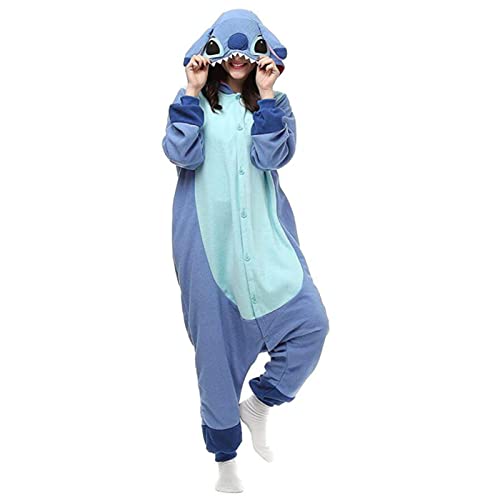 EunWow Unisex Adult Novelty One-Piece Cosplay Animal Pajamas Sleepwear Homewear Halloween for Women men L