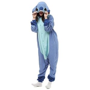 EunWow Unisex Adult Novelty One-Piece Cosplay Animal Pajamas Sleepwear Homewear Halloween for Women men L