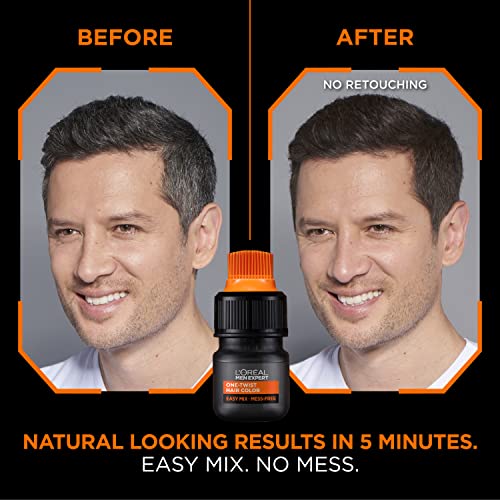 L’Oréal Paris Men Expert One Twist Mess Free Permanent Hair Color, Mens Hair Dye to Cover Grays, Easy Mix Ammonia Free Application, Dark Brown 03, 1 Application Kit