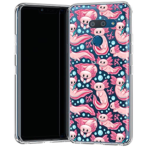 Slim TPU Phone Case Compatible with LG Velvet V60 V50 ThinQ 5G V40 V35 V30 Plus G7 G6 Ocean Axolotl Cute Soft Salamander Lightweight Lizard Clear Flexible Pink Silicone Sea Shockproof Cover