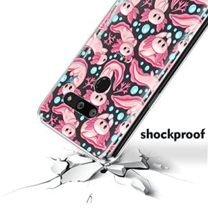 Slim TPU Phone Case Compatible with LG Velvet V60 V50 ThinQ 5G V40 V35 V30 Plus G7 G6 Ocean Axolotl Cute Soft Salamander Lightweight Lizard Clear Flexible Pink Silicone Sea Shockproof Cover