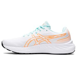 asics women's gel-excite 9 running shoes, 8, white/orange pop