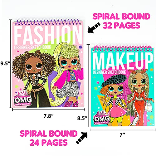 L.O.L. Surprise! O.M.G. Ultimate Fashion Designer by Horizon Group USA, Color & Create Outfits & Make-Up Looks for The O.M.G. Sisters, Includes 2 Sketchbooks, 5 Surprises, Stickers, Stencils & More