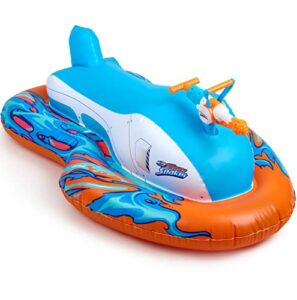 nerf super soaker stormforce ride-on racer – inflatable pool float with pool-fed mega water blaster