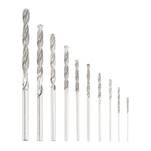 uxcell 0.8mm - 4.0mm diamond twist drill bit set high speed steel for glass seashells stone tiles set of 10pcs