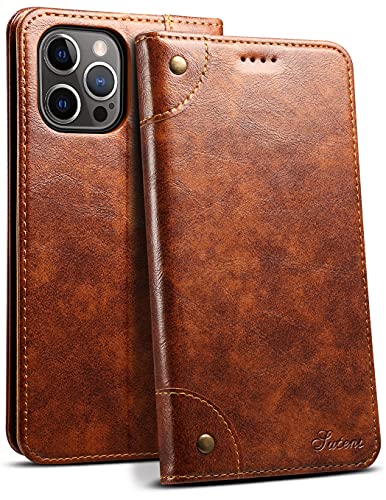 SINIANL Compatible with iPhone 13 Leather Case, iPhone 13 Wallet Folio Case Book Design with Magnetic Closure Kickstand Card Slots Flip Cover for iPhone 13 6.1 inch 2021 Khaki