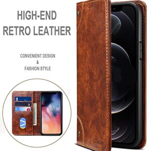 SINIANL Compatible with iPhone 13 Leather Case, iPhone 13 Wallet Folio Case Book Design with Magnetic Closure Kickstand Card Slots Flip Cover for iPhone 13 6.1 inch 2021 Khaki