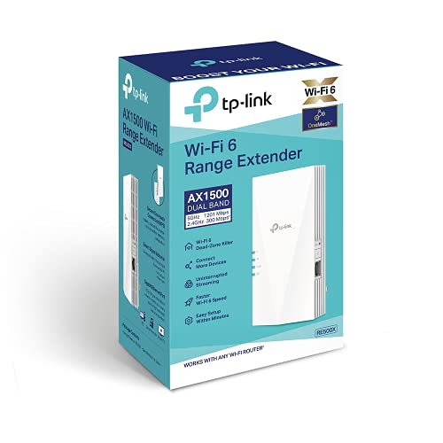 TP-Link AX1500 WiFi Extender Internet Booster(RE500X), WiFi 6 Range Extender Covers up to 1500 sq.ft and 25 Devices,Dual Band, AP Mode w/Gigabit Port, APP Setup, OneMesh Compatible