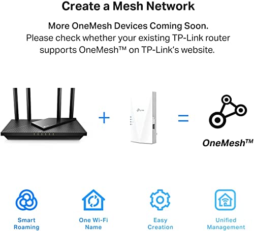 TP-Link AX1500 WiFi Extender Internet Booster(RE500X), WiFi 6 Range Extender Covers up to 1500 sq.ft and 25 Devices,Dual Band, AP Mode w/Gigabit Port, APP Setup, OneMesh Compatible