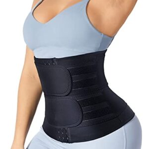 TELALEO Neoprene Waist Trainer for Women - Slimming Body Shaper - 2 Hot Waist Trimmer Cincher Sweat Belt - Tummy Control Corset Girdle Deep Black Medium02